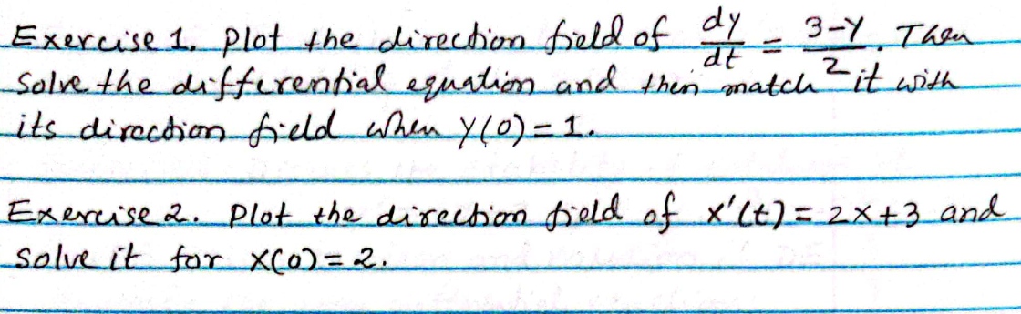 Solved Exercise 1. Plot the direction field of events - 37. | Chegg.com