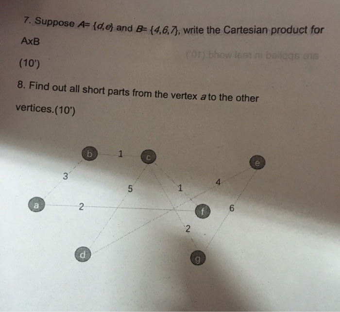 Solved 7 Suppose A {de And 다 {4 6 7 Write The Cartesian