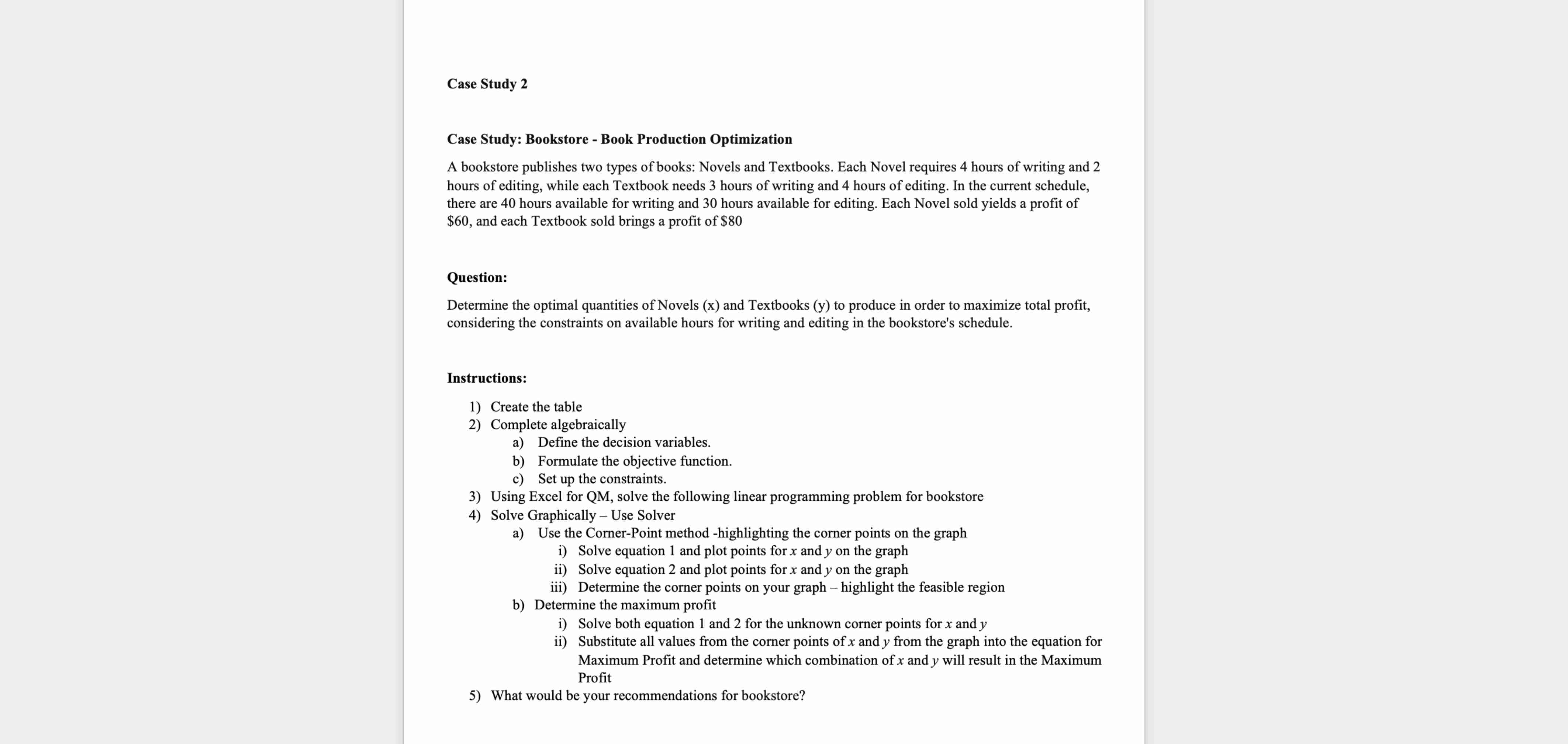 Solved Case Study 2Case Study: Bookstore - ﻿Book Production | Chegg.com