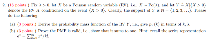 Solved 2. (18 points.) Fix λ>0, let X be a Poisson random | Chegg.com