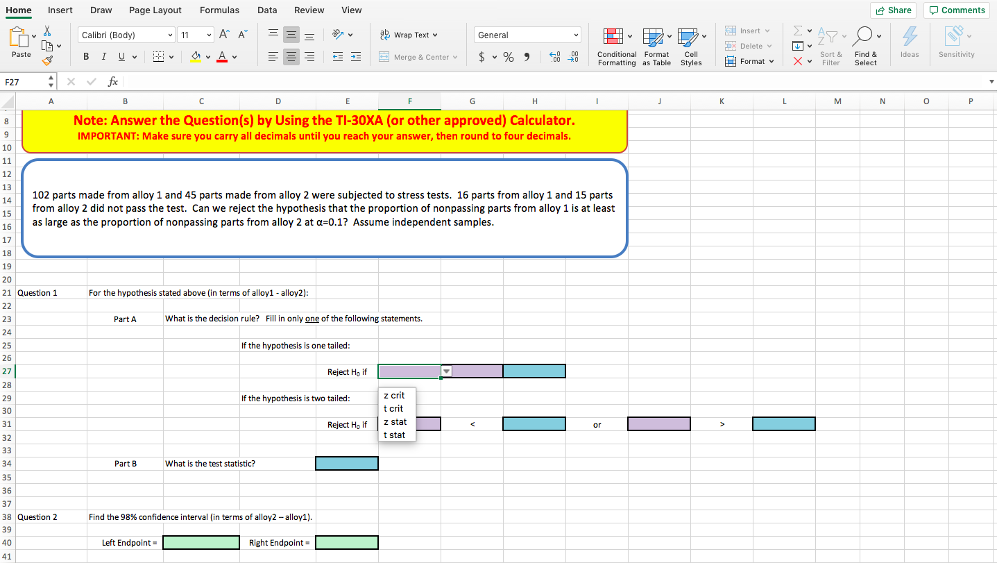 Solved Insert Draw Page Layout Formulas Data Review View | Chegg.com