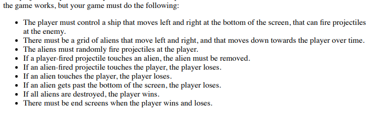 Solved Hi I Really Need Help Coding Space Invaders In Java 1630