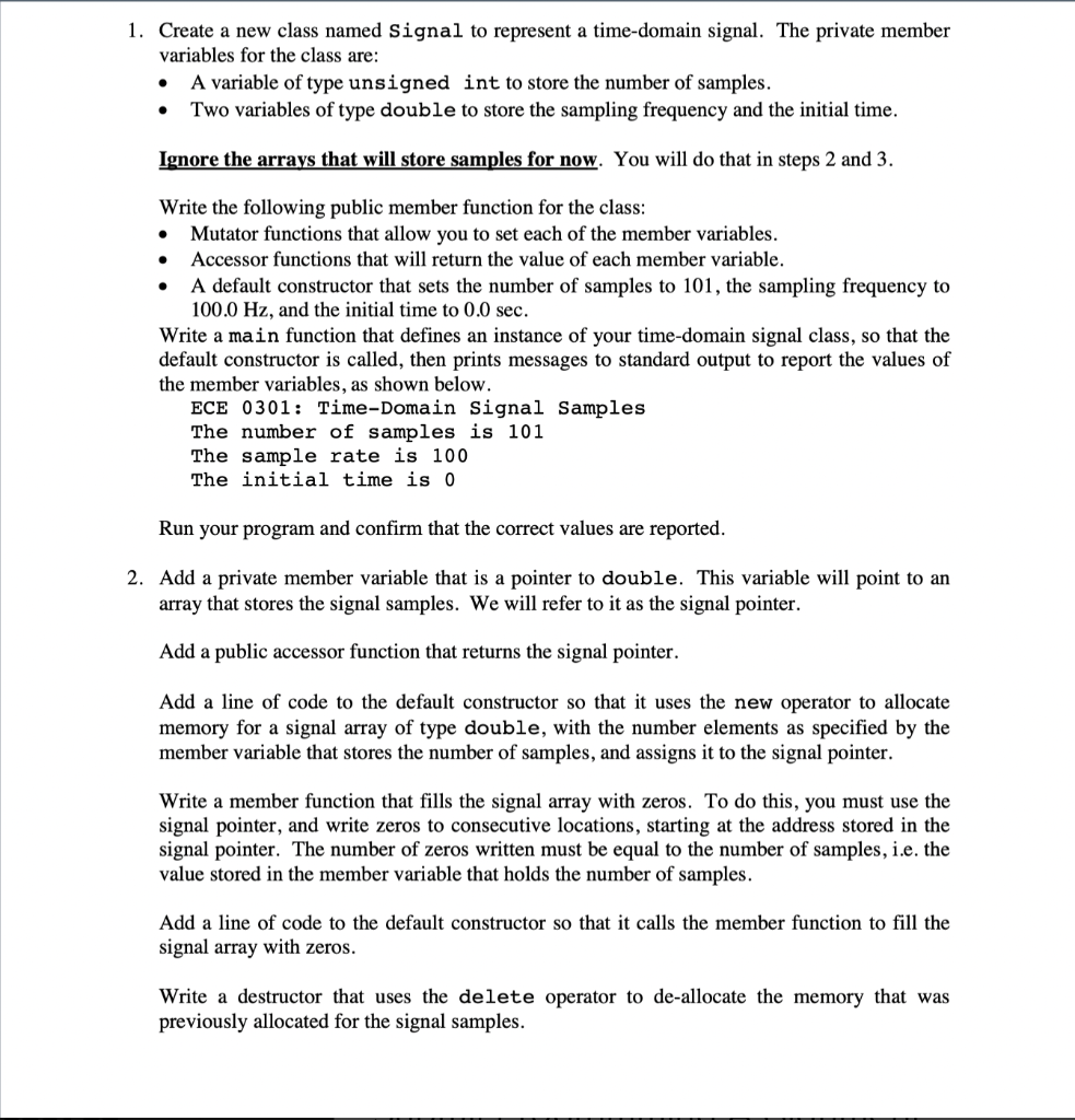 Solved 1. Create a new class named Signal to represent a | Chegg.com