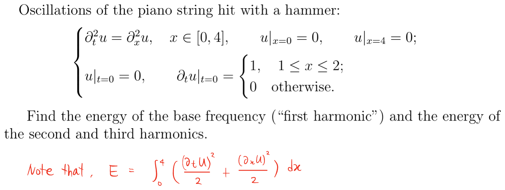 Solved Oscillations of the piano string hit with a hammer: | Chegg.com