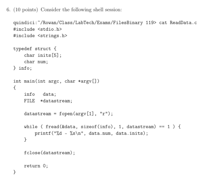 6. (10 points) Consider the following shell session: | Chegg.com