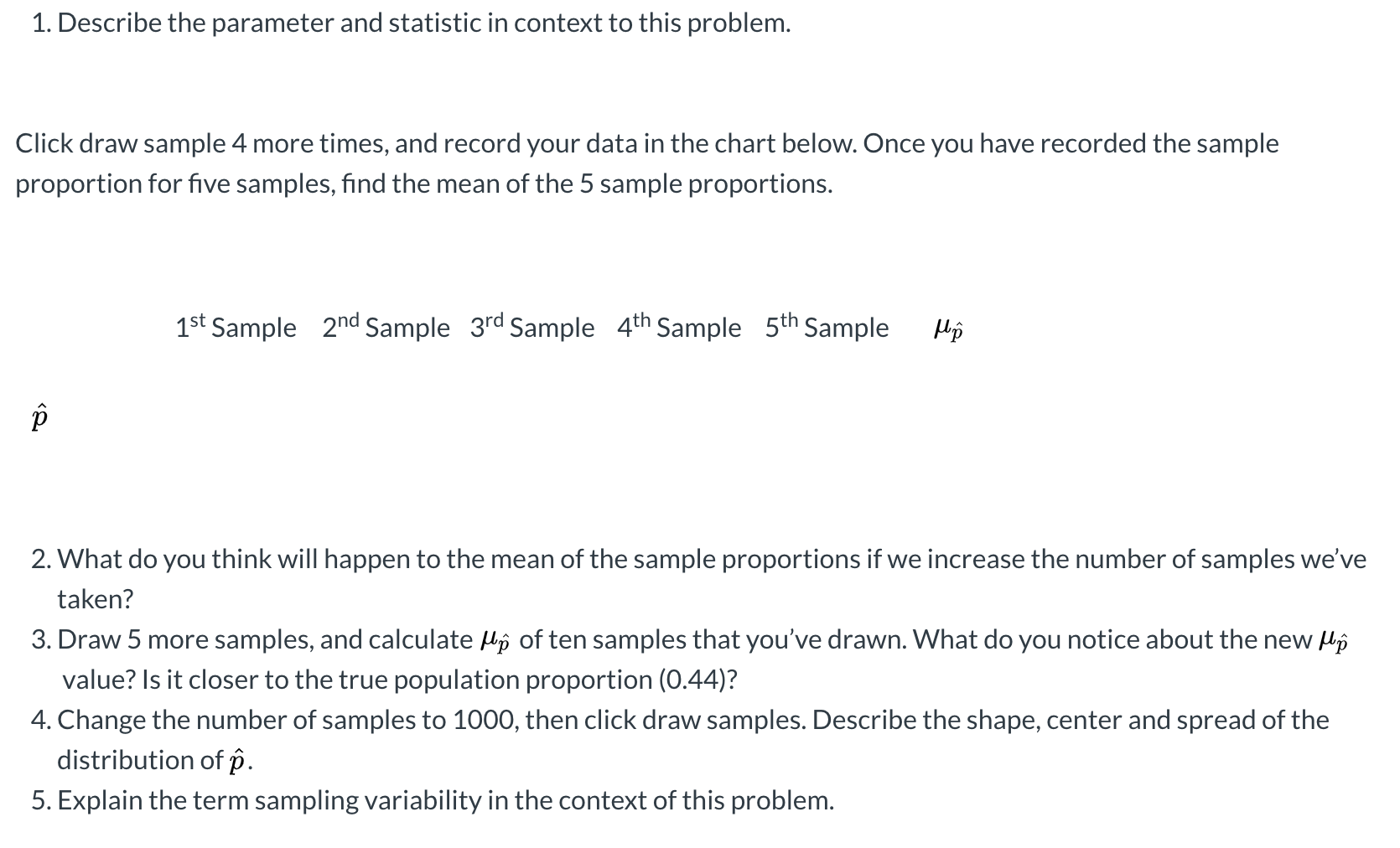 1. Describe the parameter and statistic in context to | Chegg.com