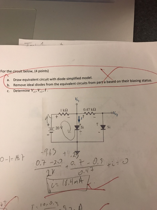 Solved A) draw equivalent circuit with diode simplified | Chegg.com