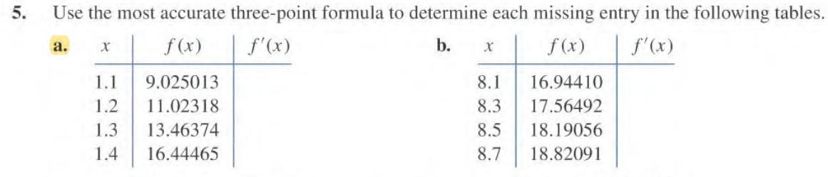 Solved 5. Use the most accurate three-point formula to | Chegg.com
