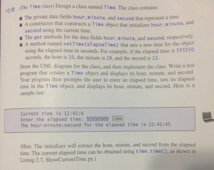 Solved Time Clas Design A Class Named Time The Class