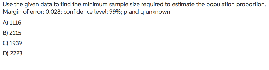 Solved Use the given data to find the minimum sample size | Chegg.com