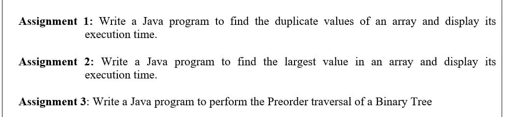 Solved Assignment 1: Write a Java program to find the | Chegg.com