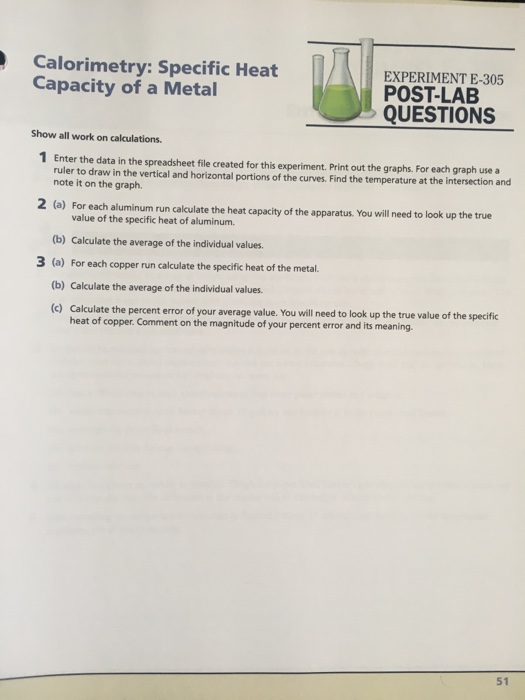 Calorimetry: Specific Heat Capacity of a Metal | Chegg.com