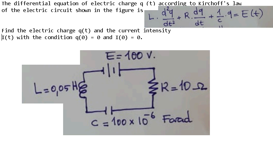 Solved d²q The differential equation of electric charge q | Chegg.com