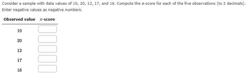 Solved Consider a sample with data values of 10, 20, 12, 17, | Chegg.com