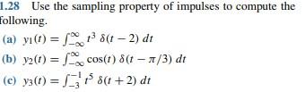 Solved 1.28 Use the sampling property of impulses to compute | Chegg.com