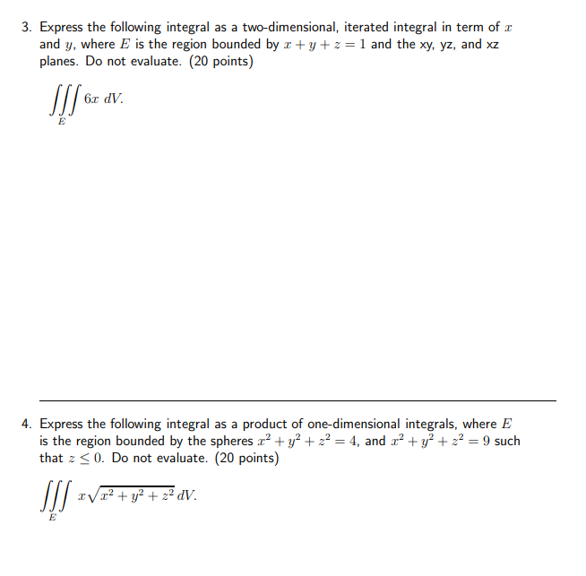 Solved Express the following integral as a two-dimensional, | Chegg.com