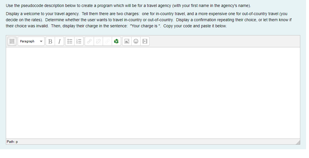 Solved Use the pseudocode description below to create a | Chegg.com