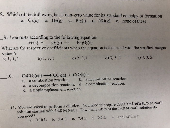 Solved 8. Which of the following has a non-zero value for | Chegg.com