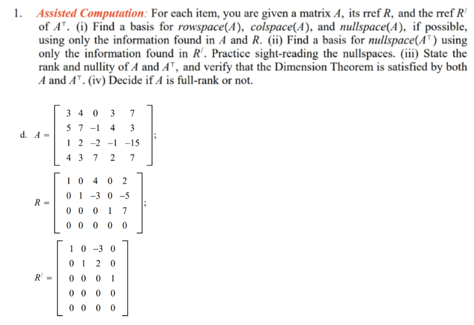 Solved 1. Assisted Computation: For each item, you are given | Chegg.com