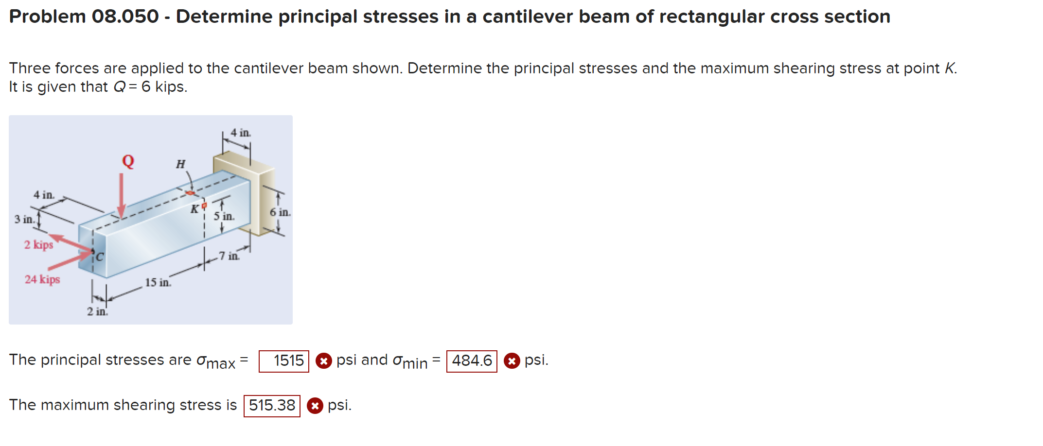 Solved Problem 08.050 - Determine principal stresses in a | Chegg.com