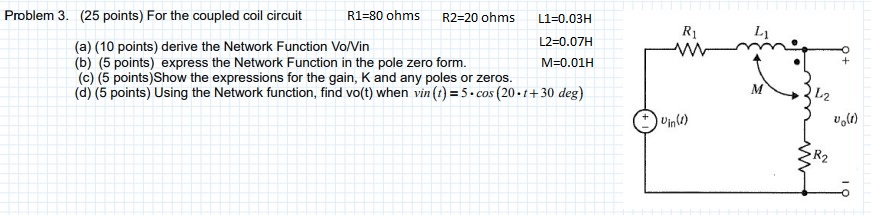 Solved blem 3. (25 points) For the coupled coil circuit | Chegg.com