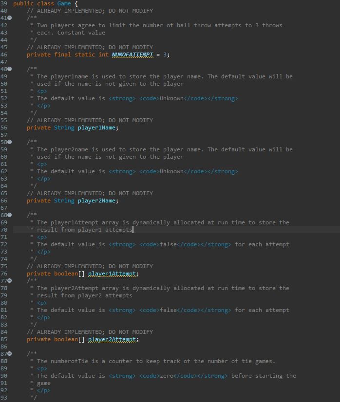 Solved public void setPlayer1Wame (String player1Name) \{ // | Chegg.com