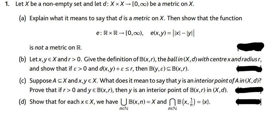 Solved 1 Let X Be A Non Empty Set And Let D Xxx 000 