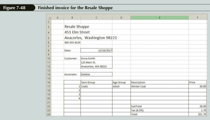 5. In the Invoice worksheet, create the invoice shown | Chegg.com