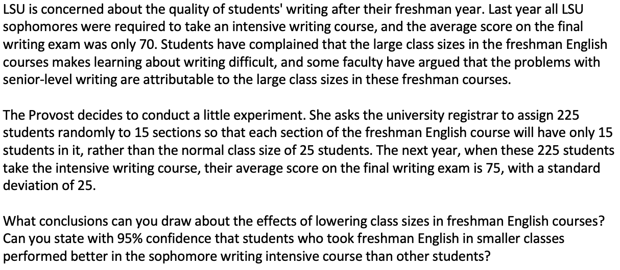 Solved LSU is concerned about the quality of students' | Chegg.com