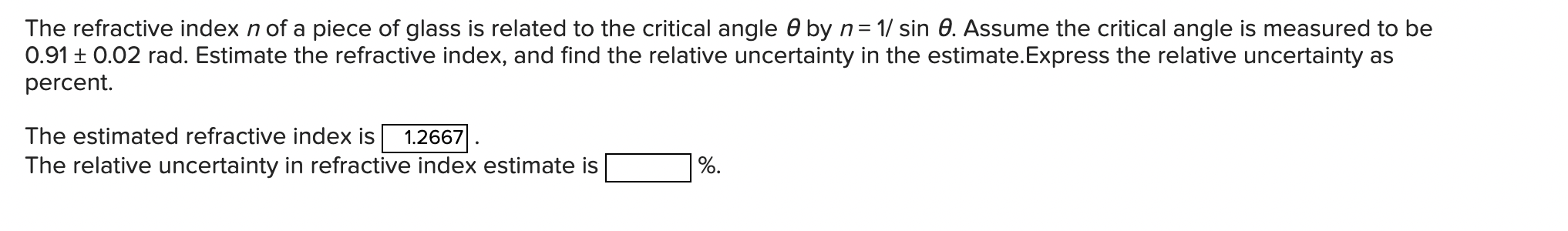 Solved The refractive index n of a piece of glass is related | Chegg.com