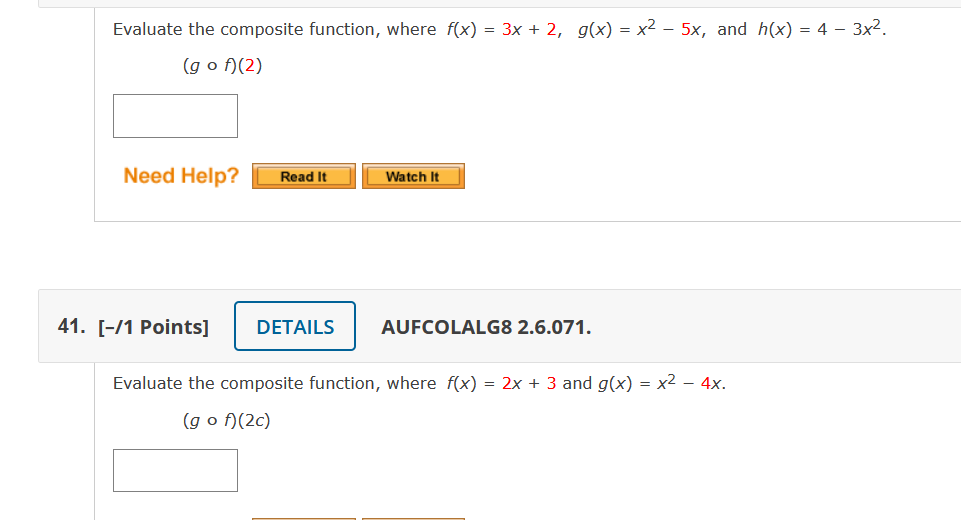 Solved Evaluate the composite function, where f(x) = 3x + 2, | Chegg.com