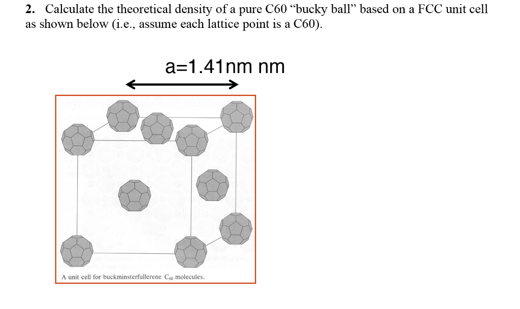 Solved 2. Calculate the theoretical density of a pure C60 | Chegg.com