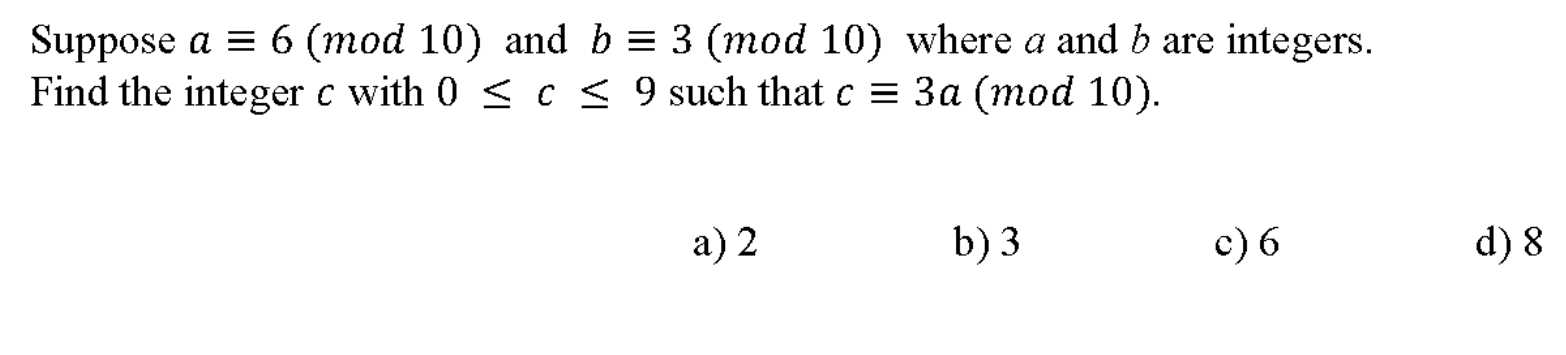 Solved Suppose a = 6 (mod 10) and b = 3 (mod 10) where a and | Chegg.com