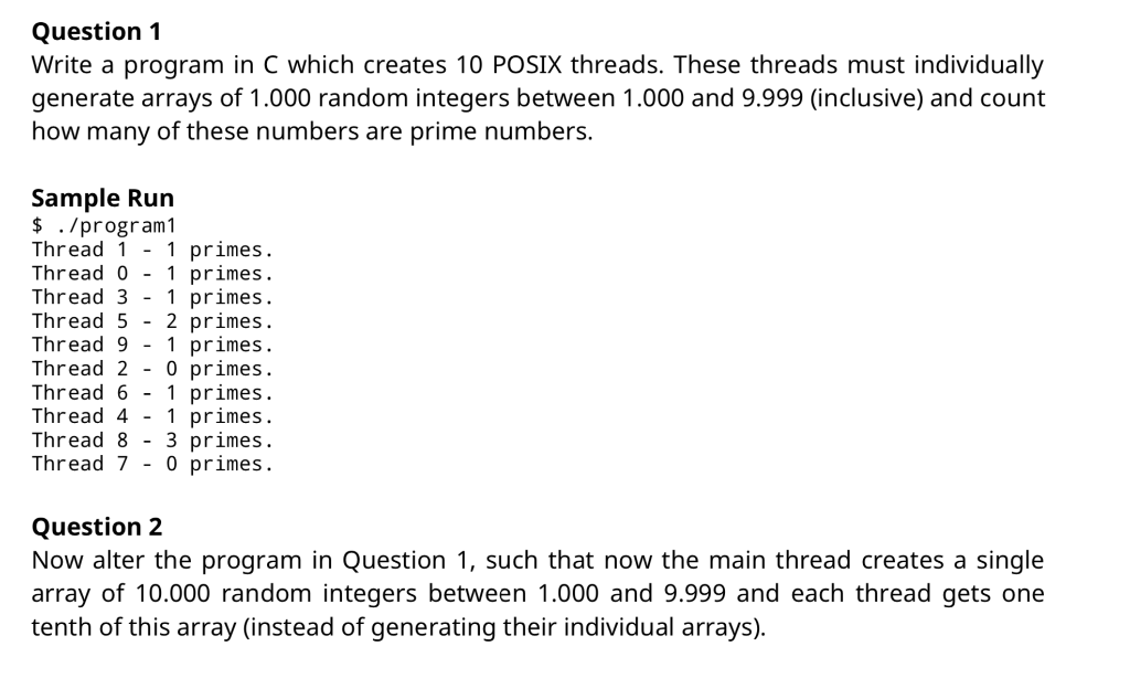 Question 1 Write A Program In C Which Creates 10