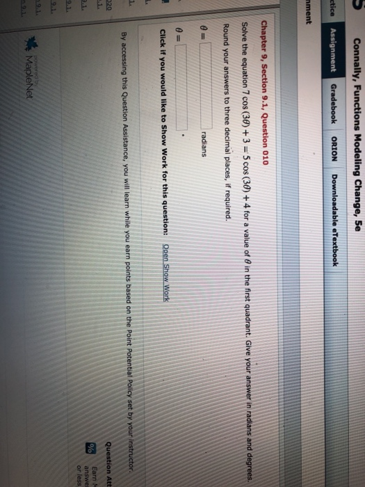 Solved Connally, Functions Modeling Change, Se Solve the | Chegg.com