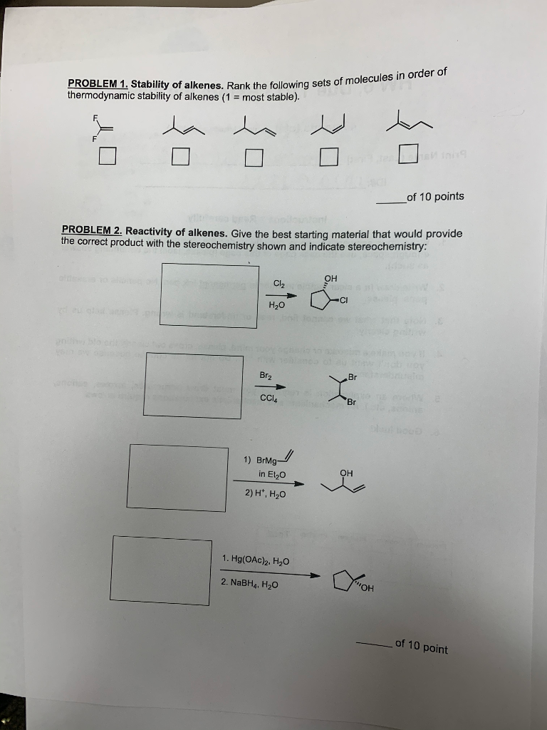 Solved Stability of alkenes. Rank the following sets of | Chegg.com