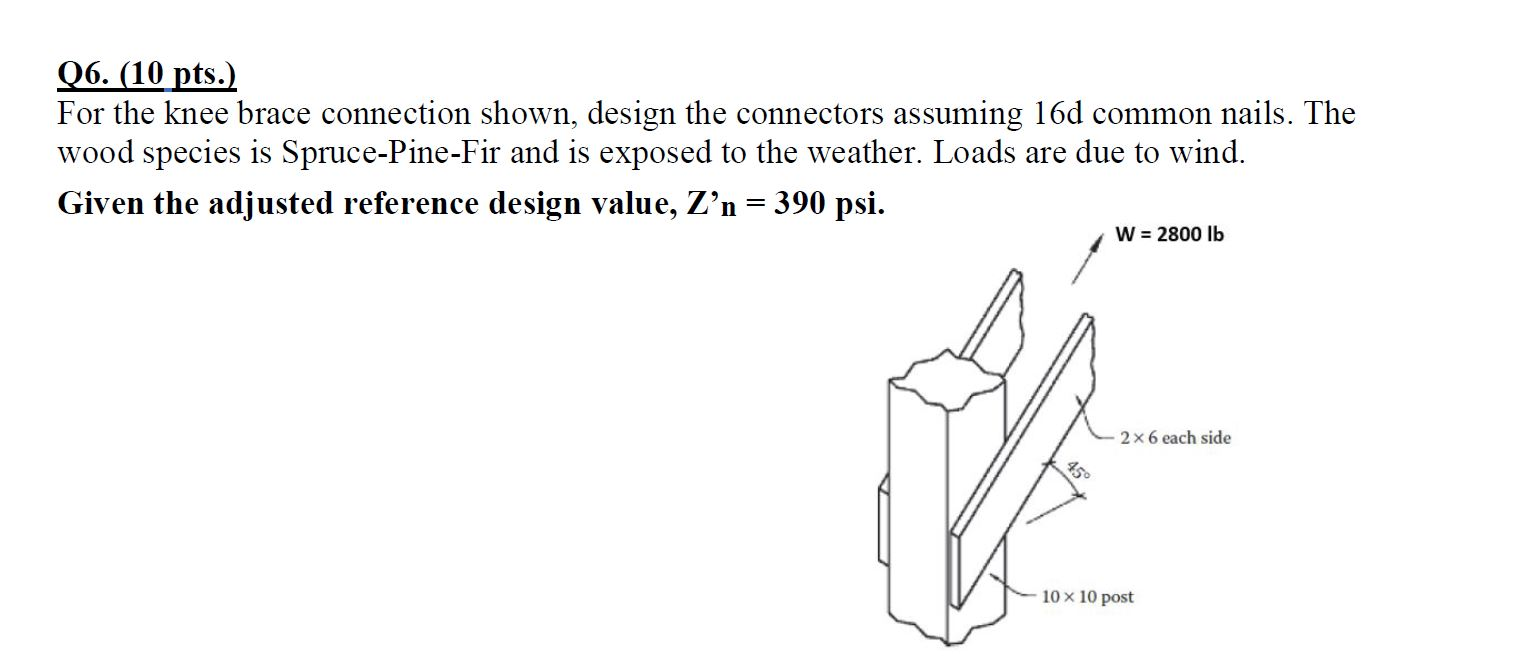 06. (10 pts.) For the knee brace connection shown, | Chegg.com