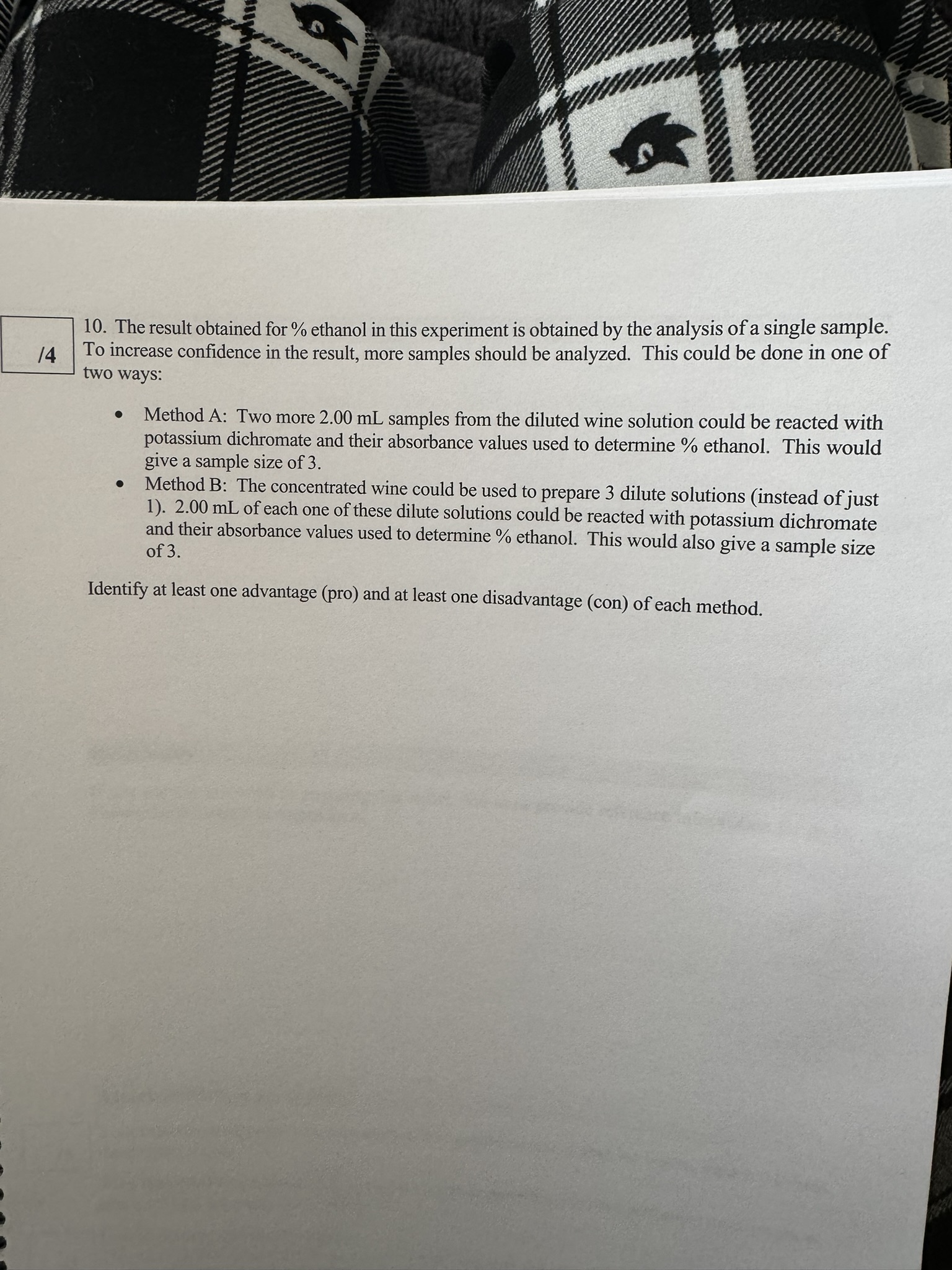Solved The result obtained for % ﻿ethanol in this experiment | Chegg.com