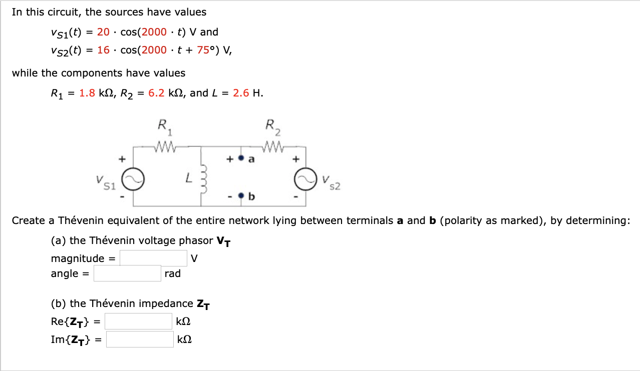 Solved In this circuit, the sources have values Vsi(t) = 20 | Chegg.com