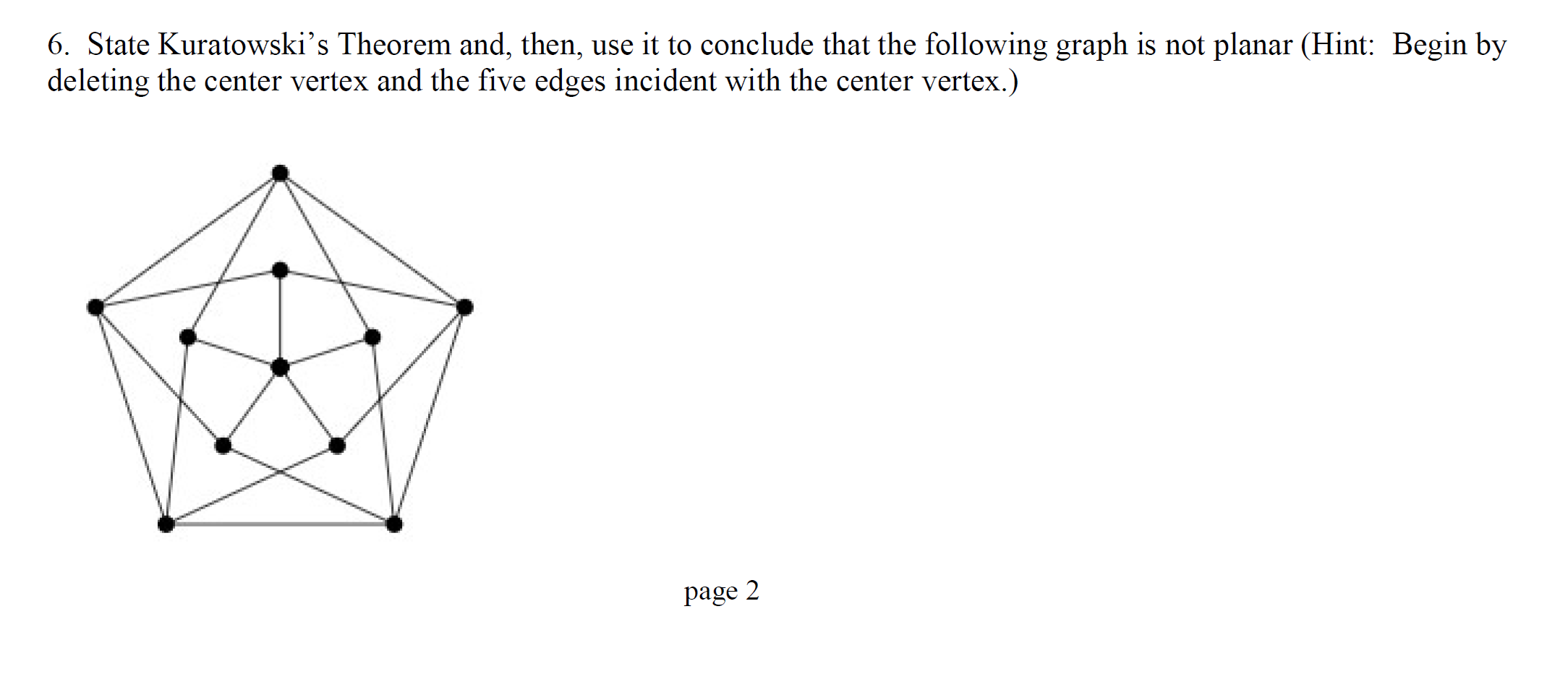 Solved 6. State Kuratowski's Theorem and, then, use it to | Chegg.com