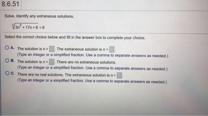 Solved 8.6.41 Solve the following equation and identify any | Chegg.com
