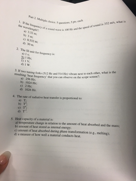 Solved Part 2. Multiple choice. 5q choice. 5 questions, 5 | Chegg.com