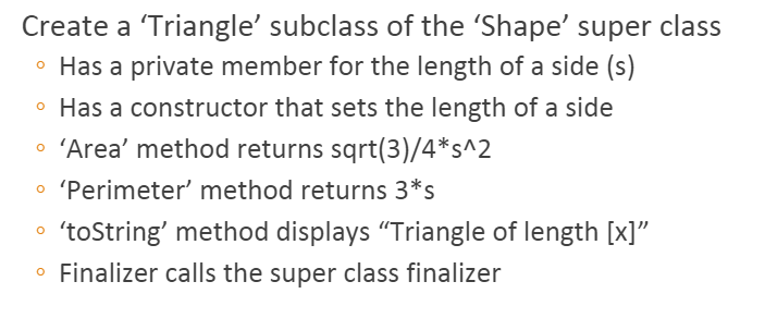 Solved Create A Triangle Subclass Of The Shape Super