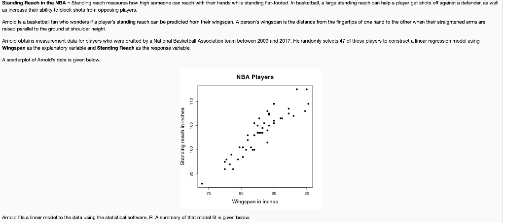 Solved Standing Reach in the NBA - Standing reach measures | Chegg.com