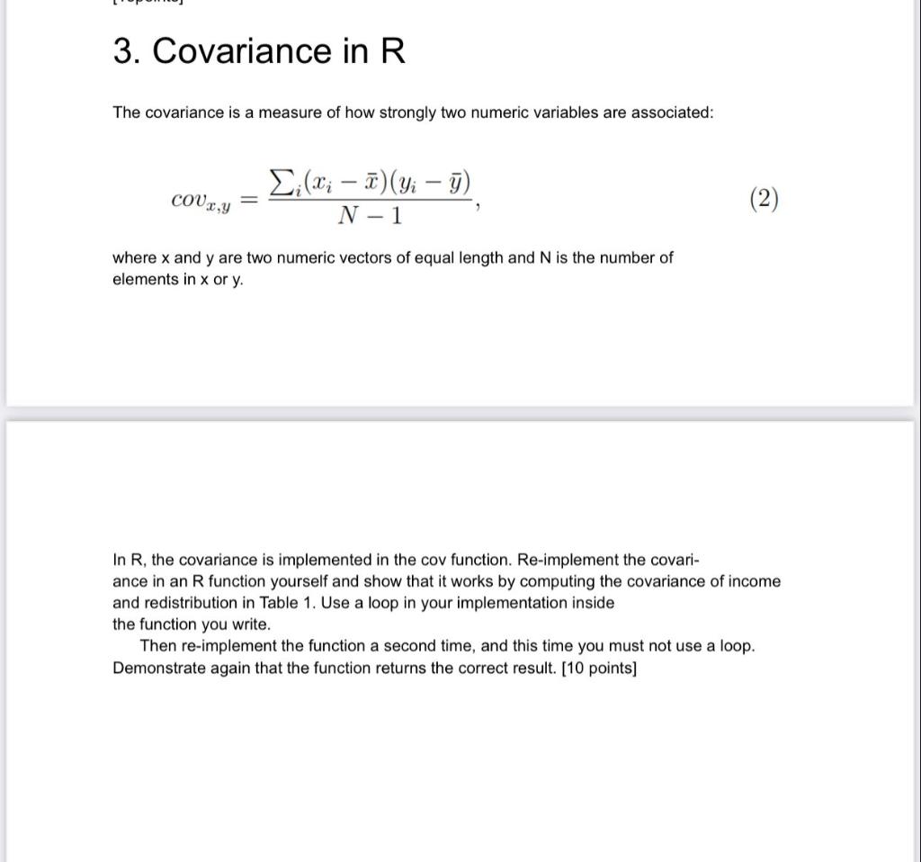 The covariance is a measure of how strongly two | Chegg.com