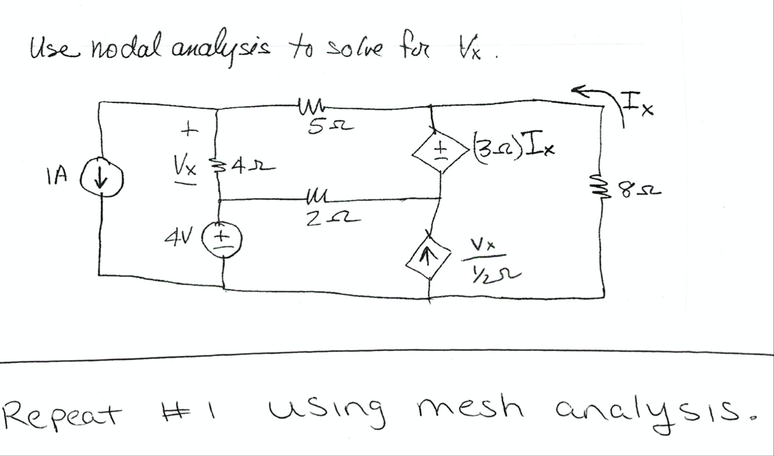 Solved Use nodal analysis to solve for Vx. u 52 Fx lxt (3.2) | Chegg.com