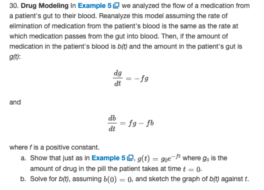 Solved 30. Drug Modeling In Example 5 we analyzed the flow | Chegg.com