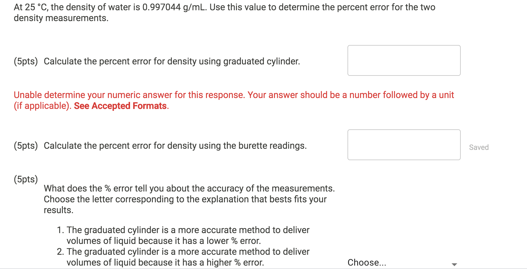Solved (5pts) Calculate the average density for the | Chegg.com