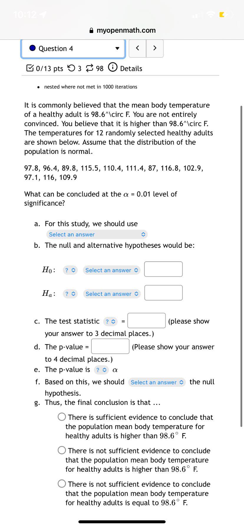 Solved TORRES myopenmath.com Question 4 B0/13 pts 53 | Chegg.com