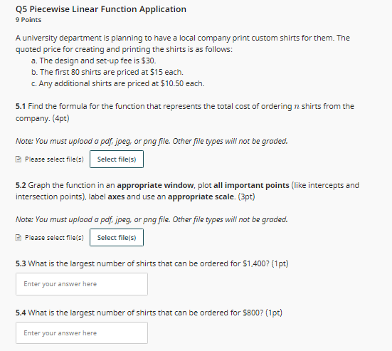 Solved Q5 Piecewise Linear Function Application 9 Points A | Chegg.com